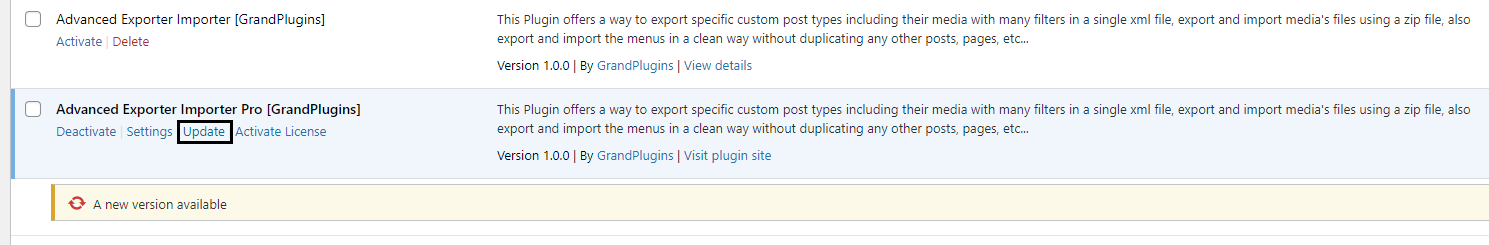 How to update a plugin - GrandPlugins