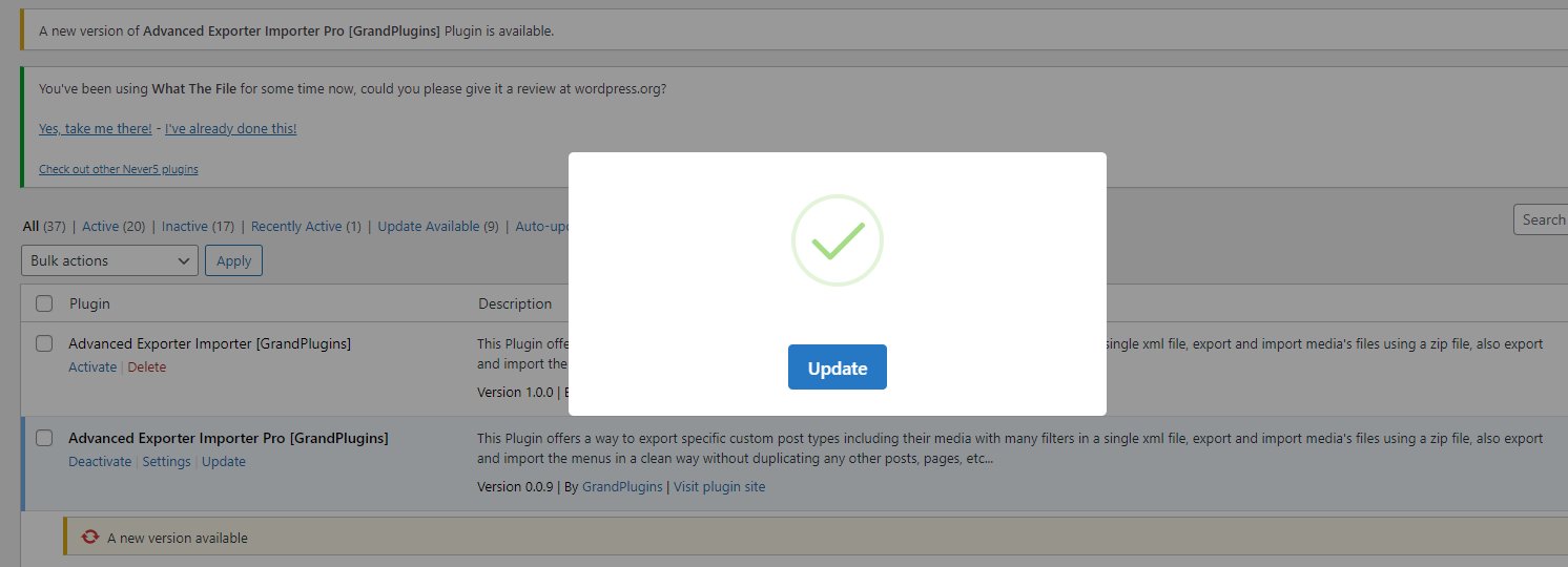 How to update a plugin - GrandPlugins